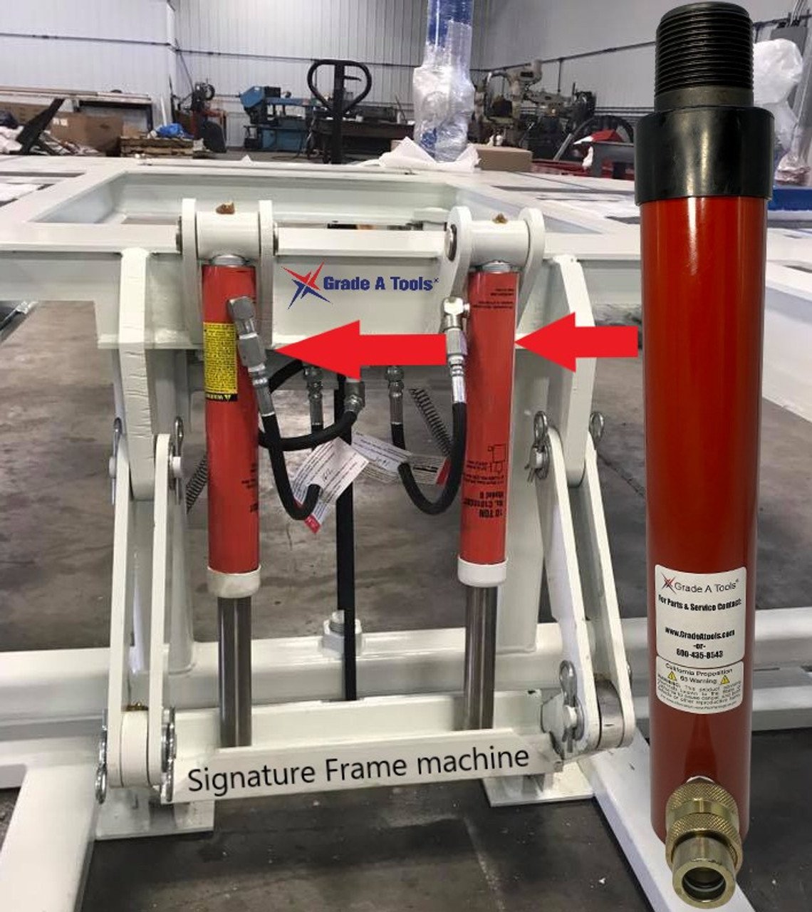 Signature Frame Machine Lift Ram 10" Stroke, 10 Ton Ram - KGM Equipments